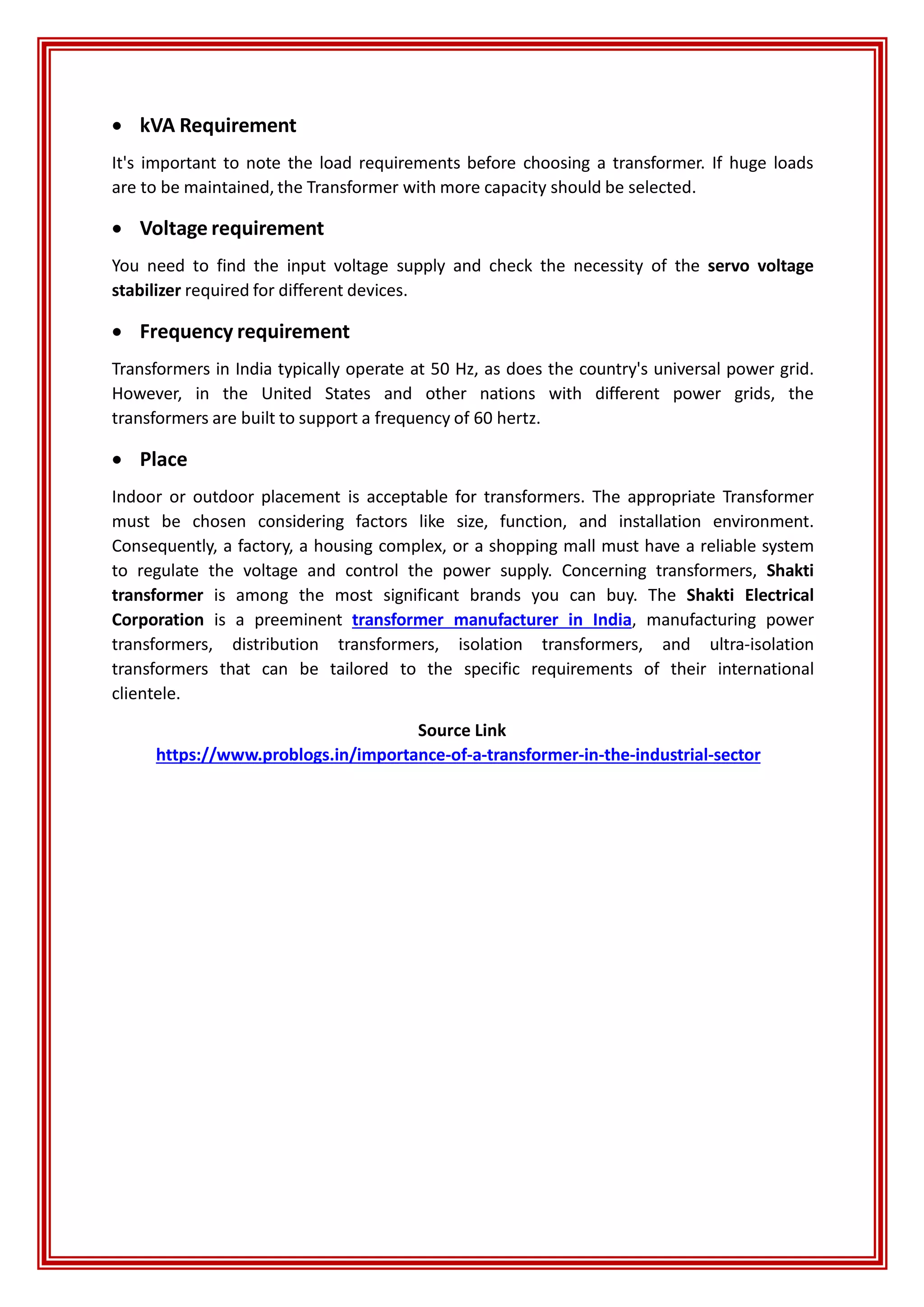 What is the Importance of a Transformer in the Industrial Sector? | PPTX