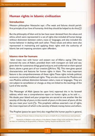 Importance of ethics and values in Islamic civilization | PDF