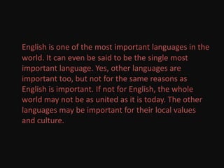 Importance Of Learning English | PPTX