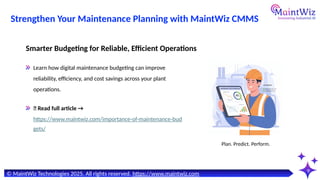 The Importance of Maintenance Budgets — Maximize Reliability & Control ...