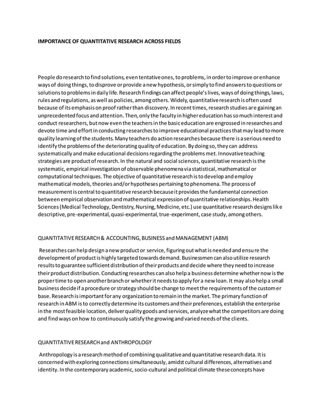 Importance across fields | DOCX | Education