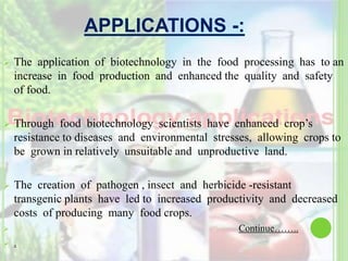 Applications Of Biotechnology In Food Industry