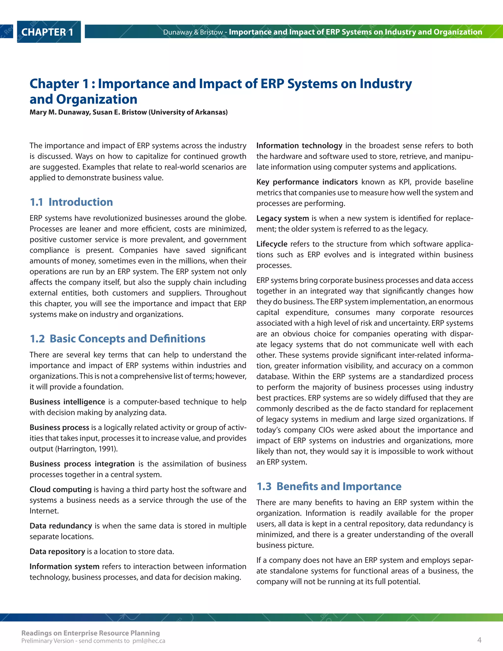Importance and Impact of ERP Systems on Industry | PDF