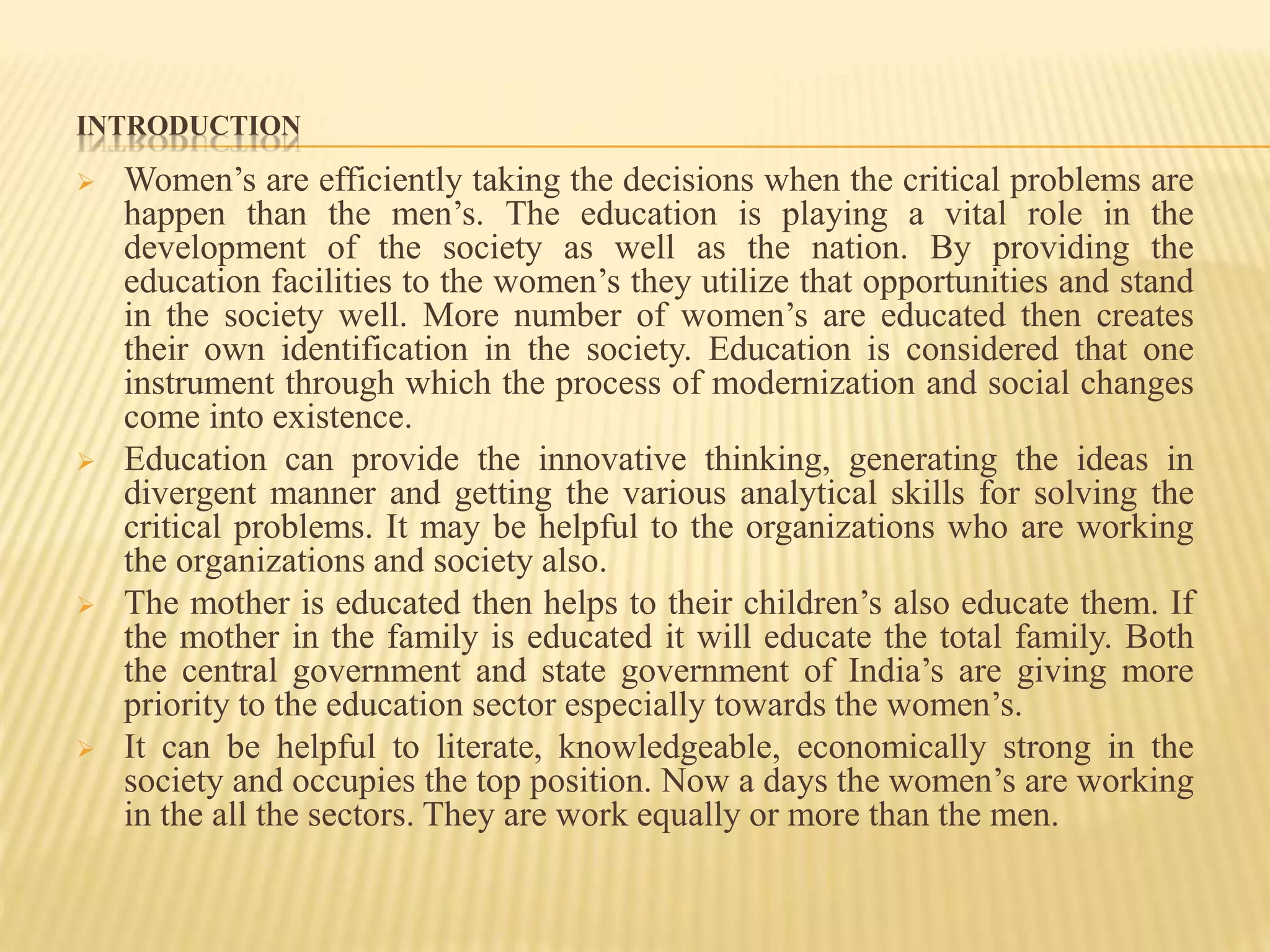Importance and roll of women education in development.ppt | Women\'s ...