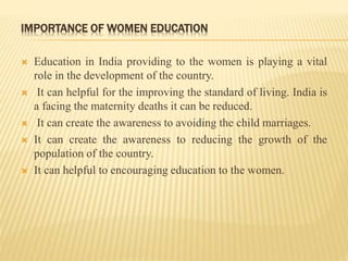 Importance and roll of women education in development.ppt | Women\'s ...