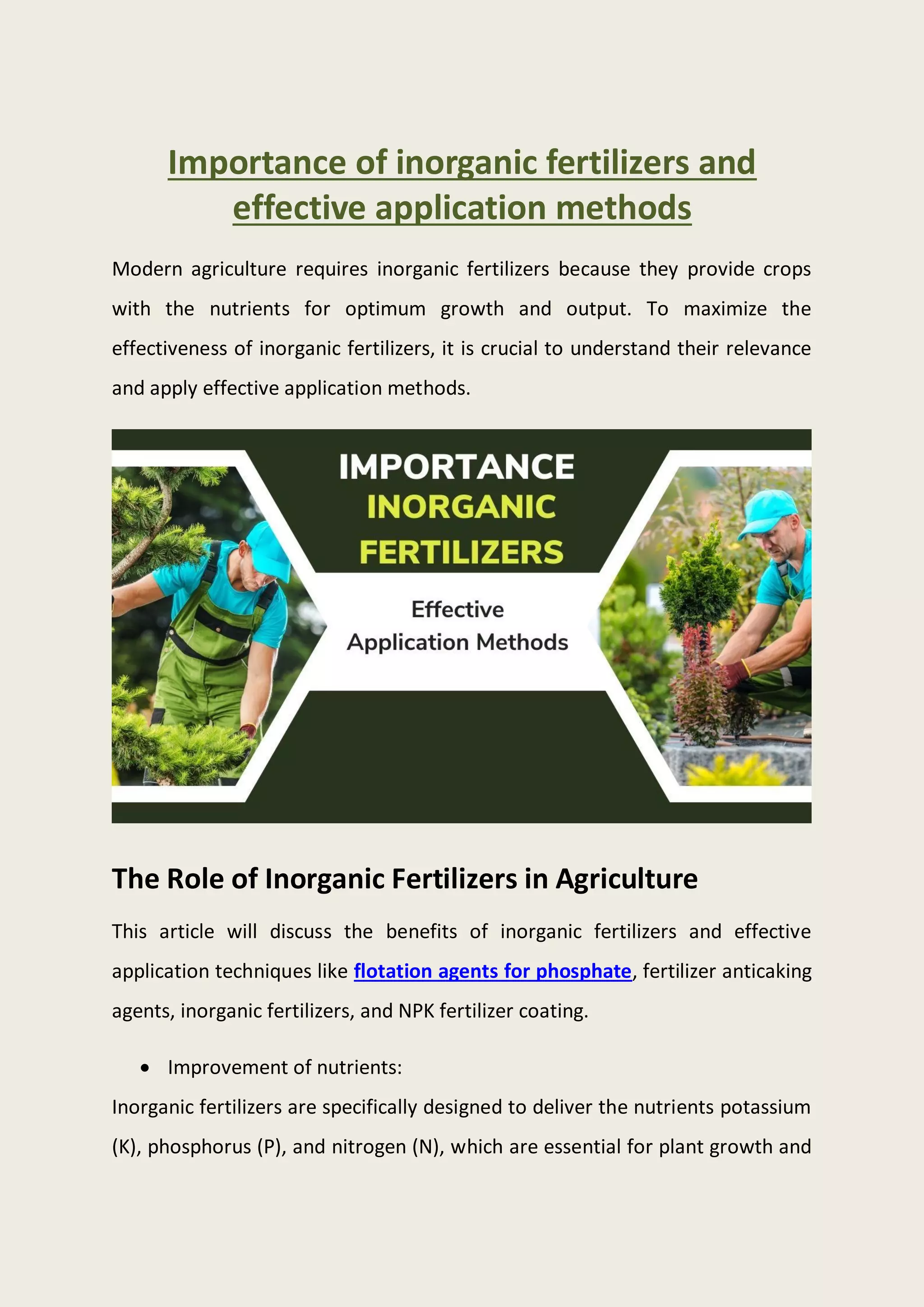 Importance and Successful Application Techniques for Inorganic ...