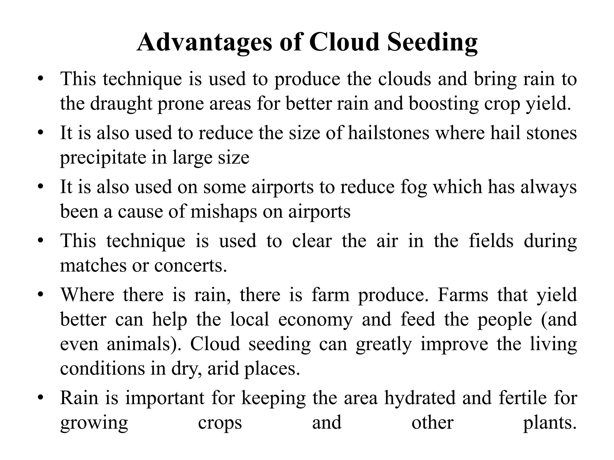 Importance and utility of cloud seeding in agriculture | PPT