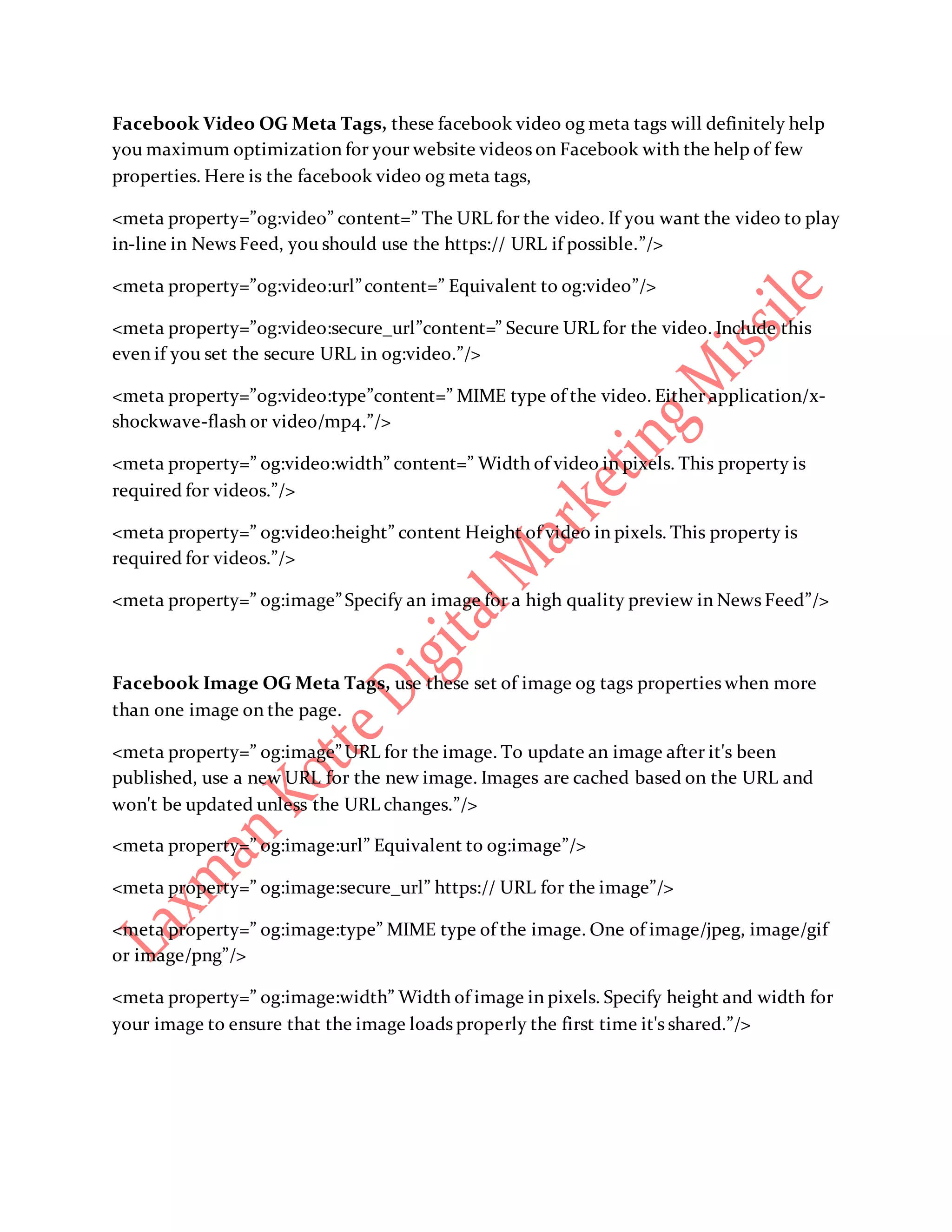 Importance Facebook OG Meta Tags and Twitter OG Meta Tags | PDF