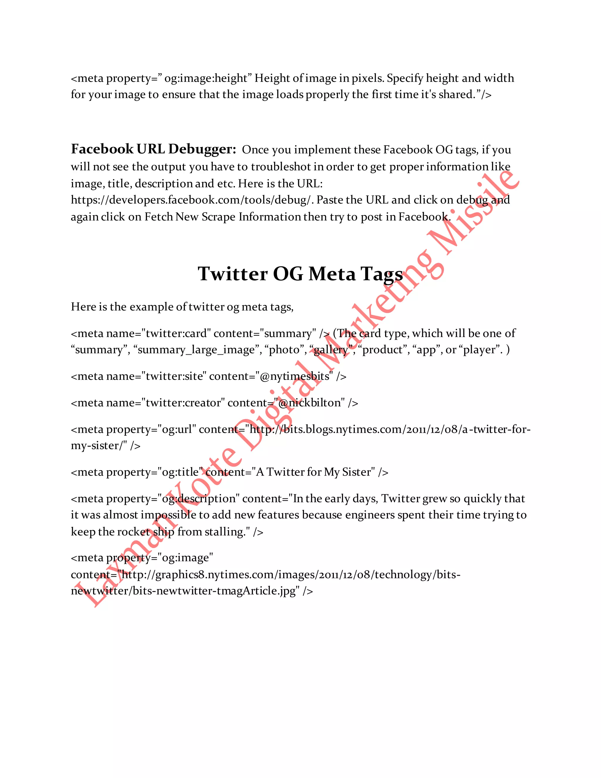 Importance Facebook OG Meta Tags and Twitter OG Meta Tags | PDF