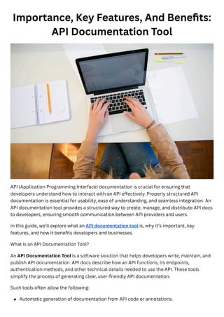 Importance, Key Features, And Benefits - API Documentation Tool.pdf