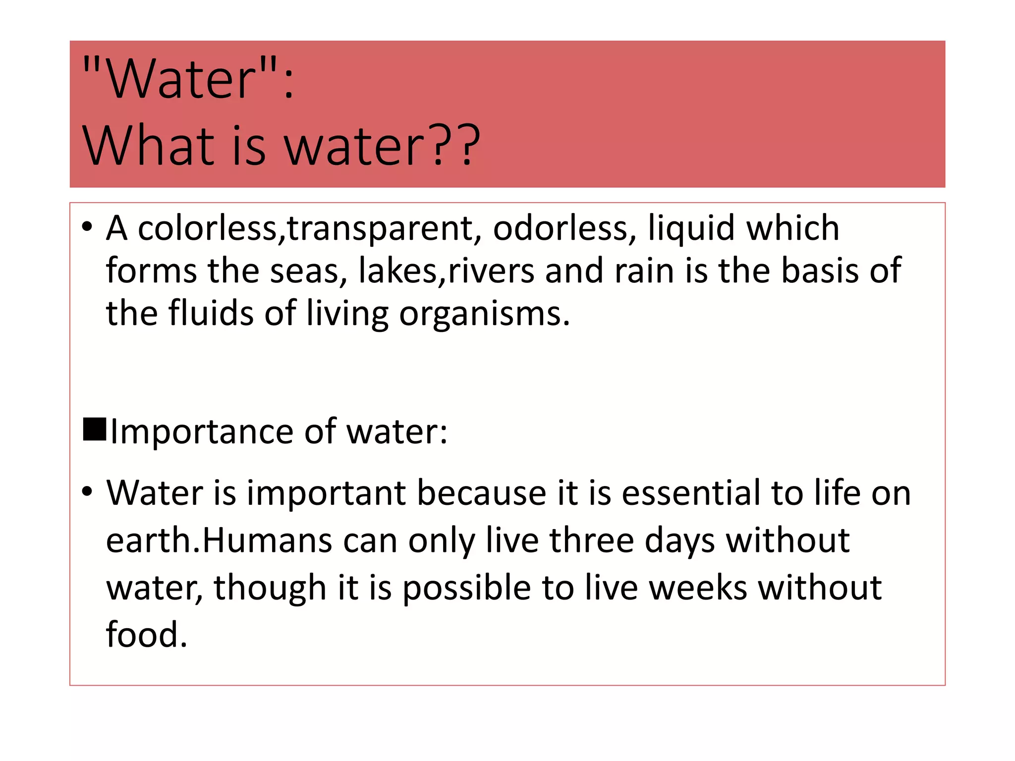 Importance of water | PPTX