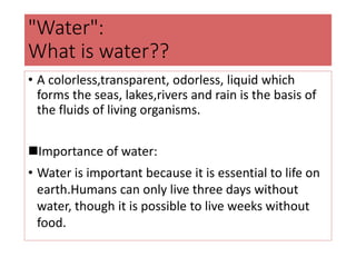 Importance of water | PPTX