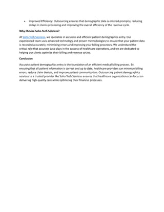 Importance of Accurate Patient Demographics Entry in Medical Billing | PDF