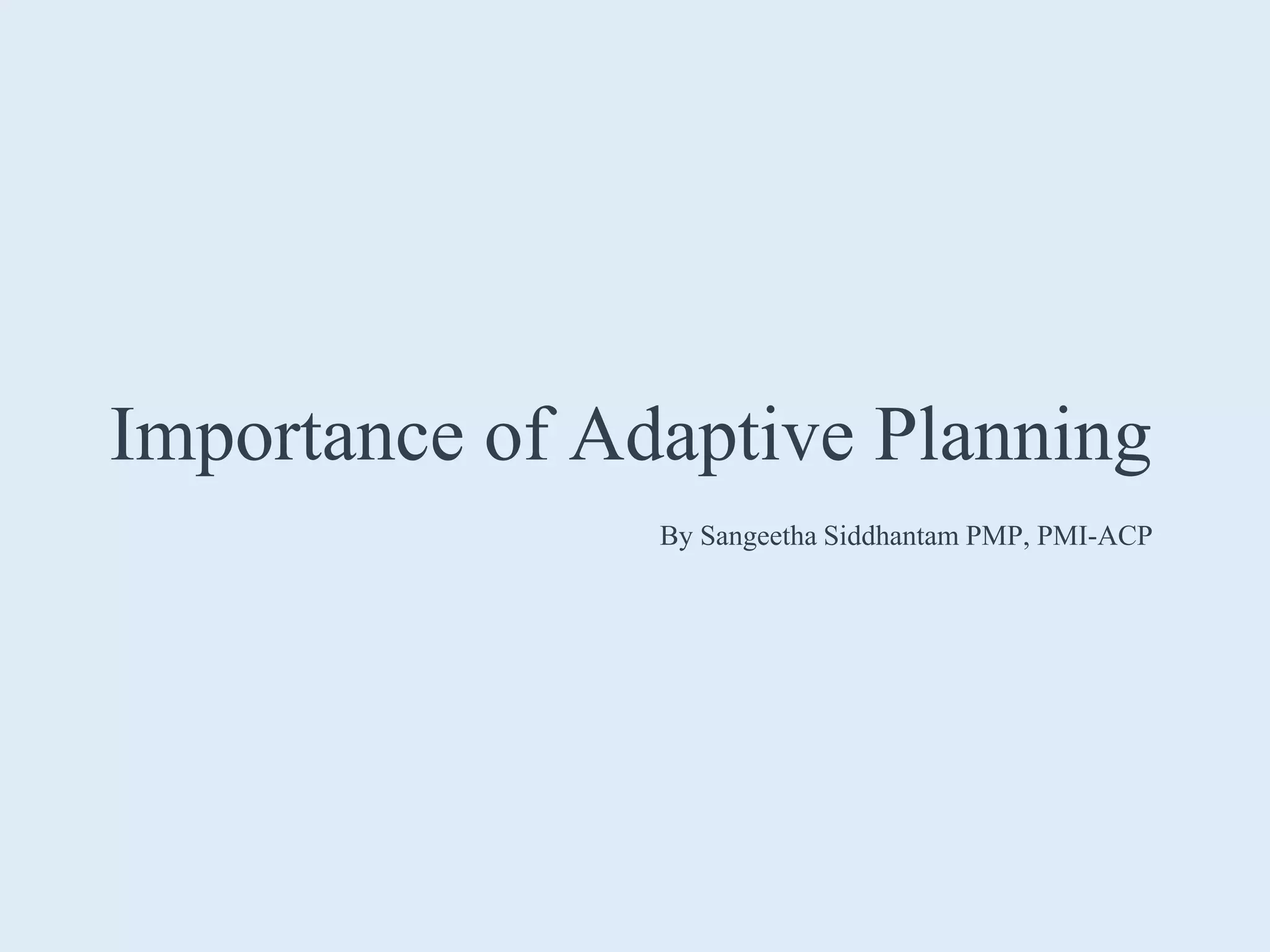 Importance of Adaptive Planning in Agile | PPTX
