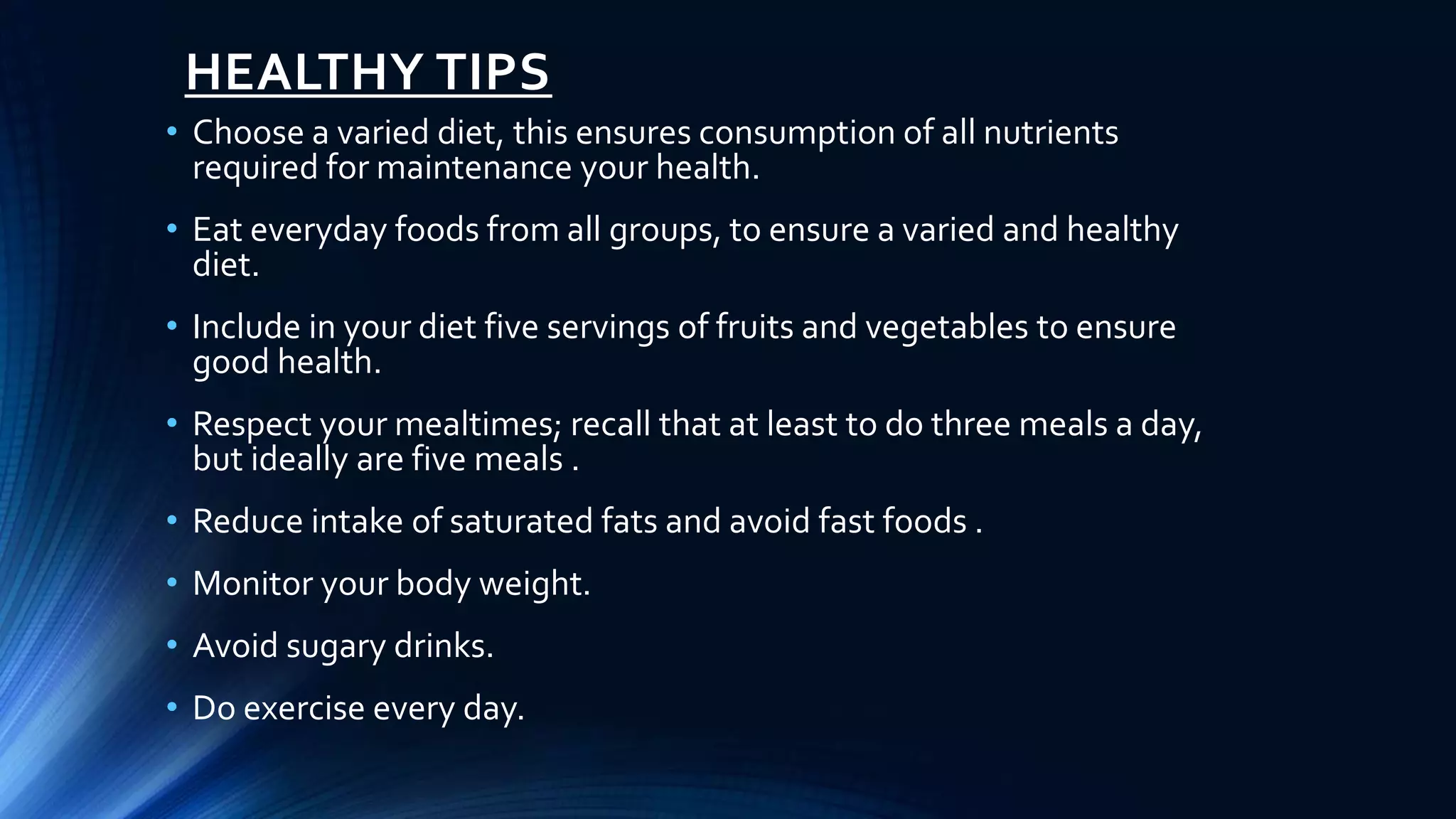 Importance of a healthy diet | PPTX