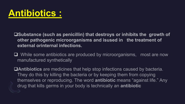 Importance of antibiotics and antiseptics , its types and application ...