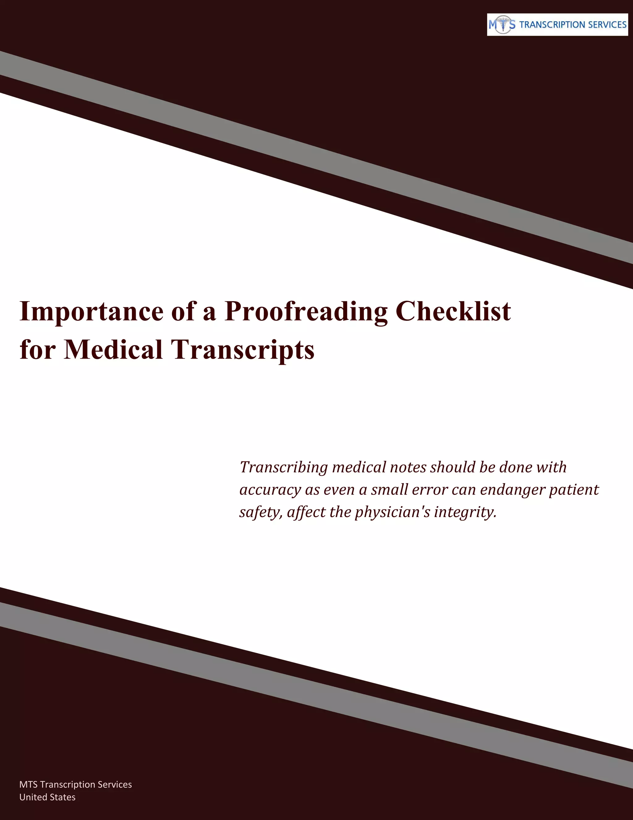 Importance of a Proofreading Checklist for Medical Transcripts | PDF