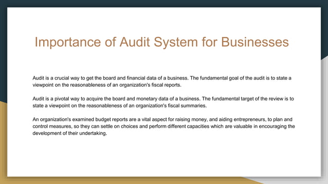 Importance of audit system for businesses | PPT