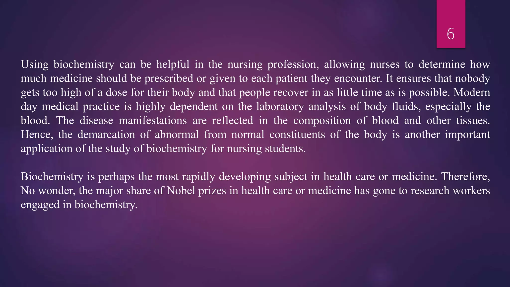 Importance of biochemistry in nursing | PPTX
