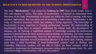 Importance of biochemistry in nursing | PPTX