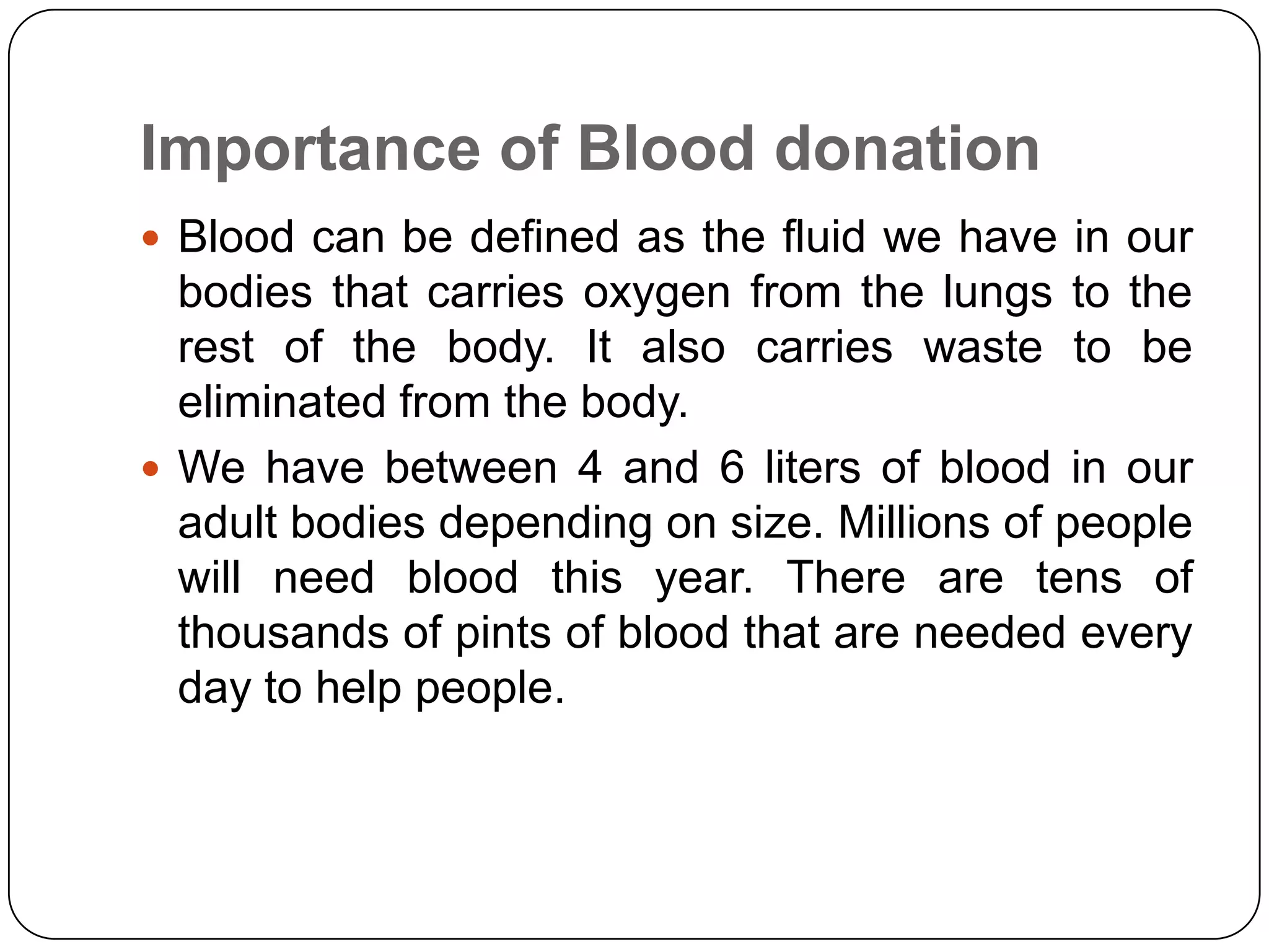 Importance of blood donation | PPTX