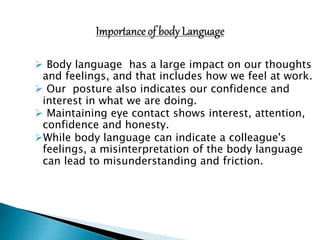 Importance of Body language at workplace | PPTX