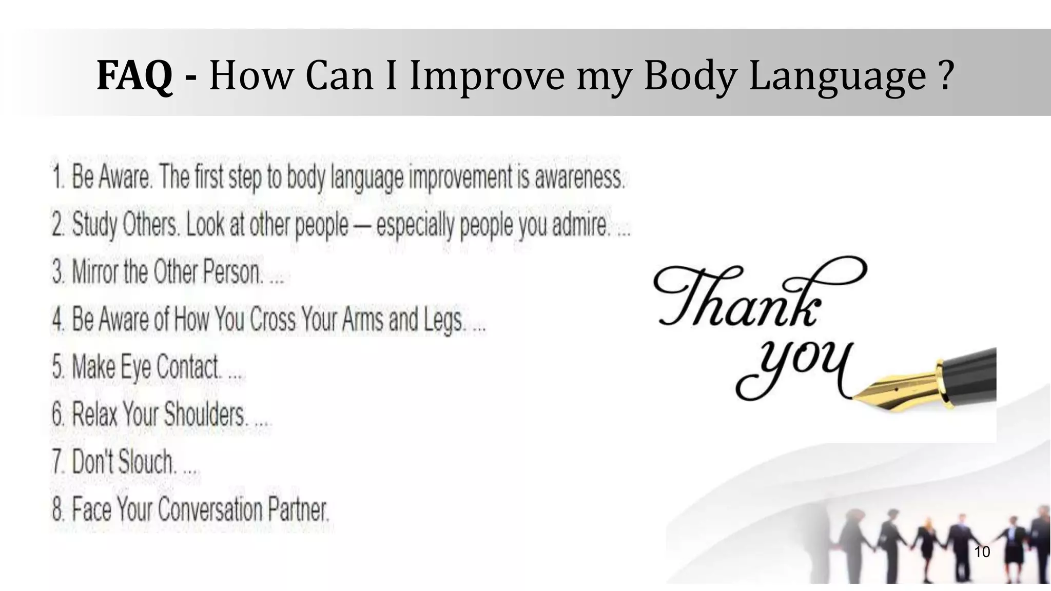 Importance of body language at workplace | PPTX