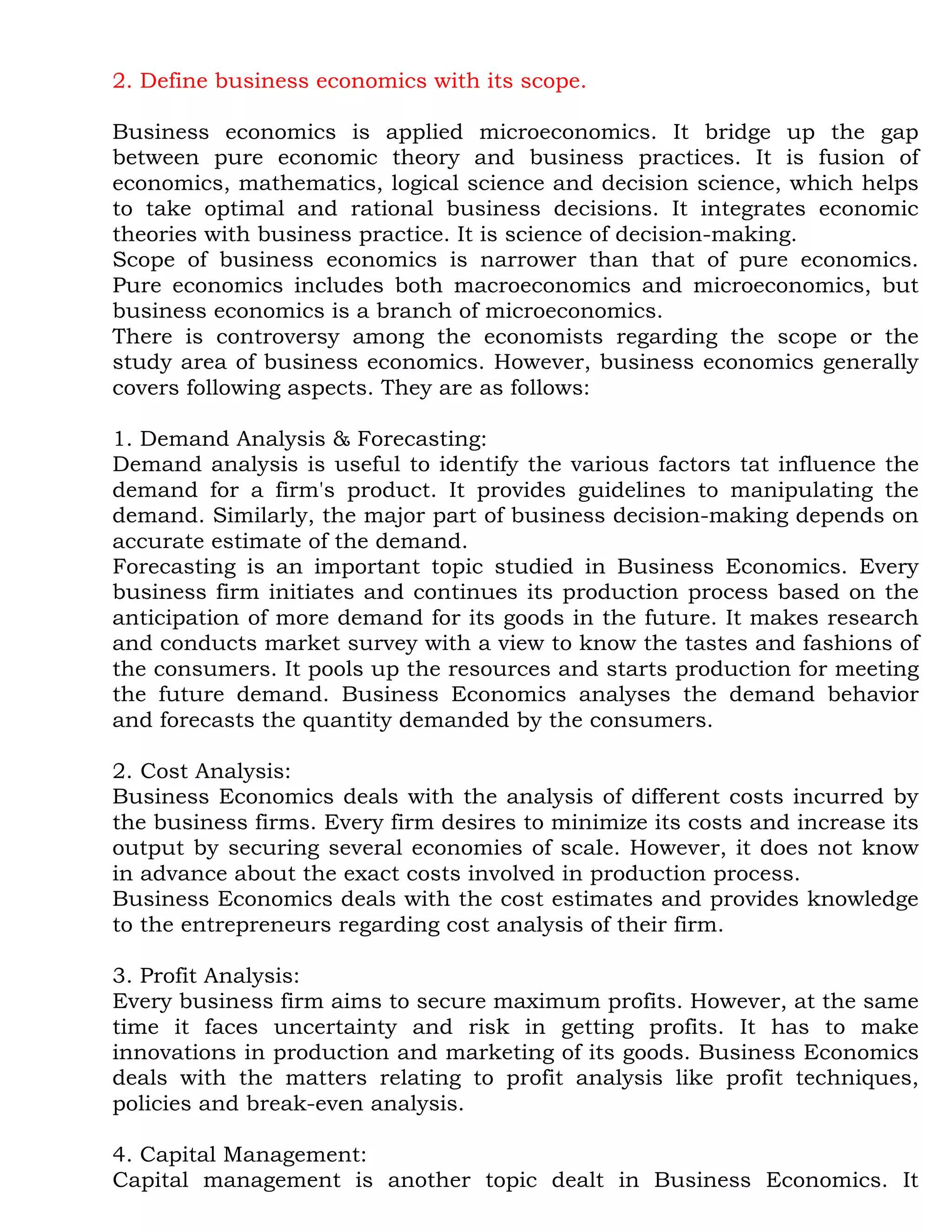 Importance of business economics | PDF
