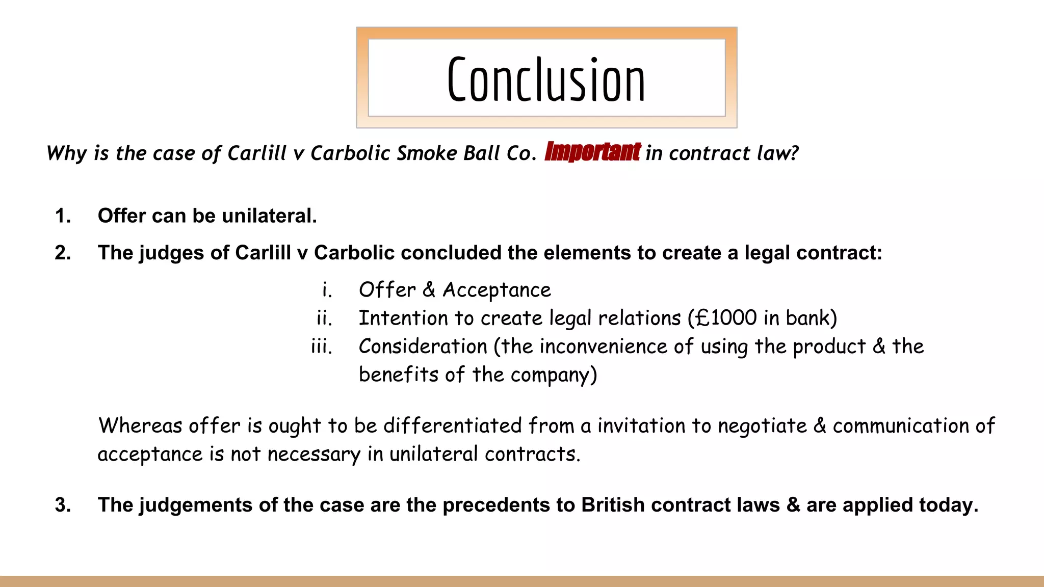 Importance of carlill v carbolic smoke ball | PDF