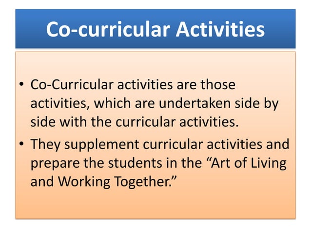 CO CURRICULAR ACTIVITIES | PPTX
