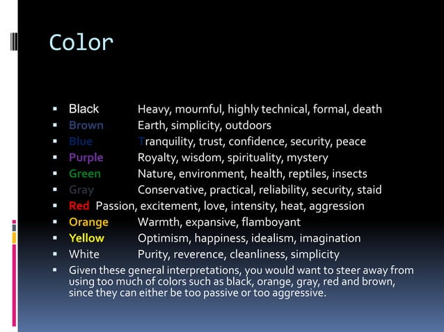 Importance of colors in a presentation