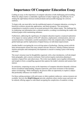 Importance Of Computer Education Essay.pdf