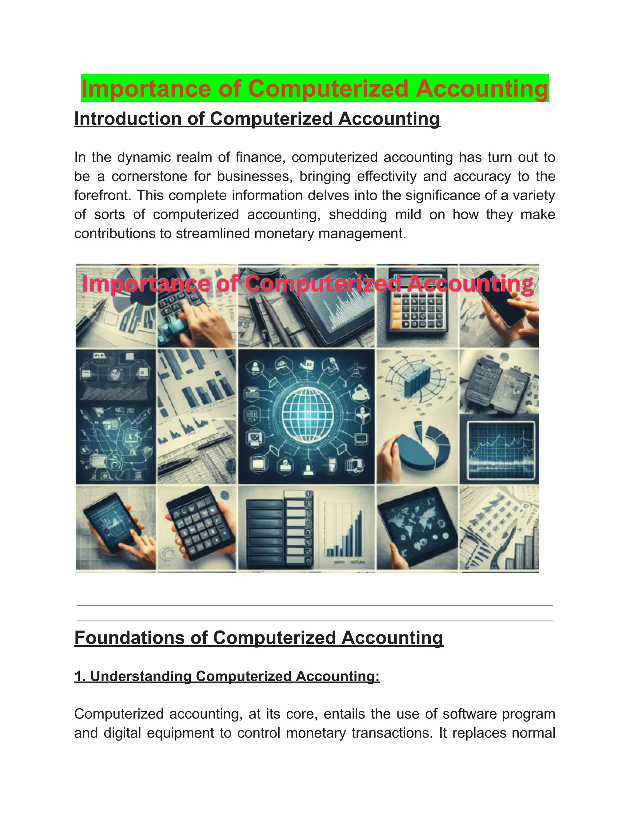Importance of Computerized Accounting.pdf | Databases | Computer Software and Applications