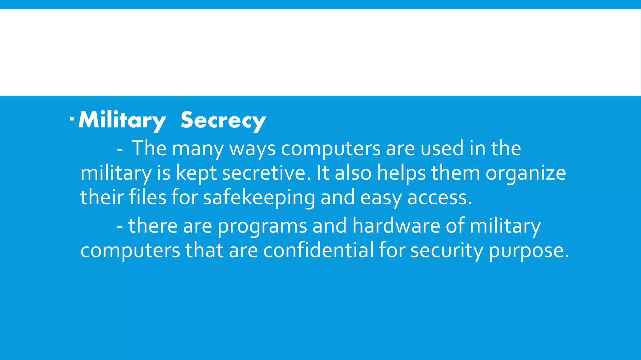 Importance of computers in Military | PPTX