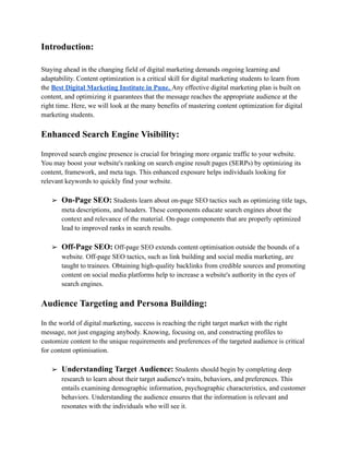 Importance of Content Optimization in Digital Marketing | PDF