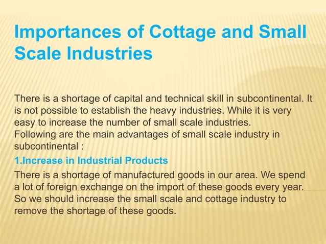 Importance of cottage industry | PPTX