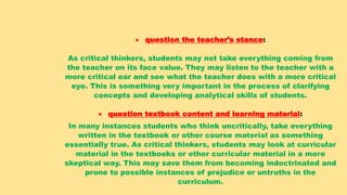 Importance of critical thinking for students | PPTX