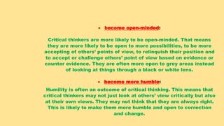 Importance of critical thinking for students | PPTX