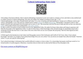 Importance Of Culture In Anthropology | PDF