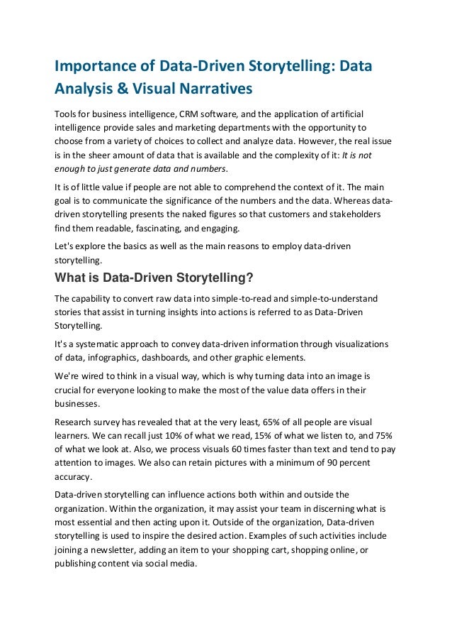 Importance of Data-Driven Storytelling Data Analysis & Visual ...