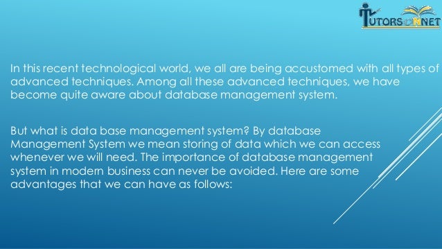 Importance of database management system (dbms) in modern business Importance of database management system (dbms) in modern business