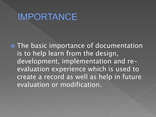 IMPORTANCE OF DOCUMENTATION TO SYSTEM ANALYSIS | PPTX