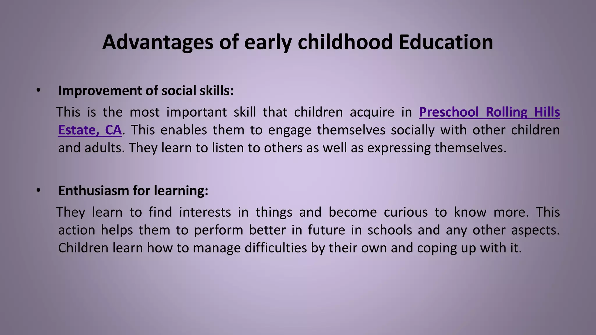 Importance of early childhood education | PPSX