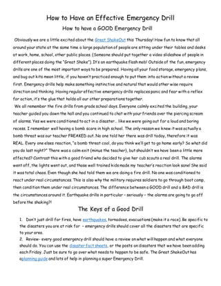 Importance of earthquake drills | DOCX