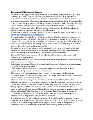 Importance of ecommerce business