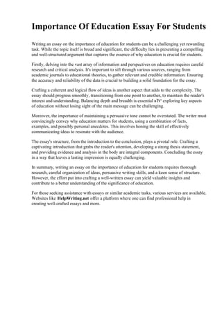 Importance Of Education Essay For Students.pdf | Homework and Study ...