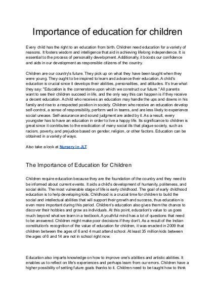 Importance of education for children | PDF