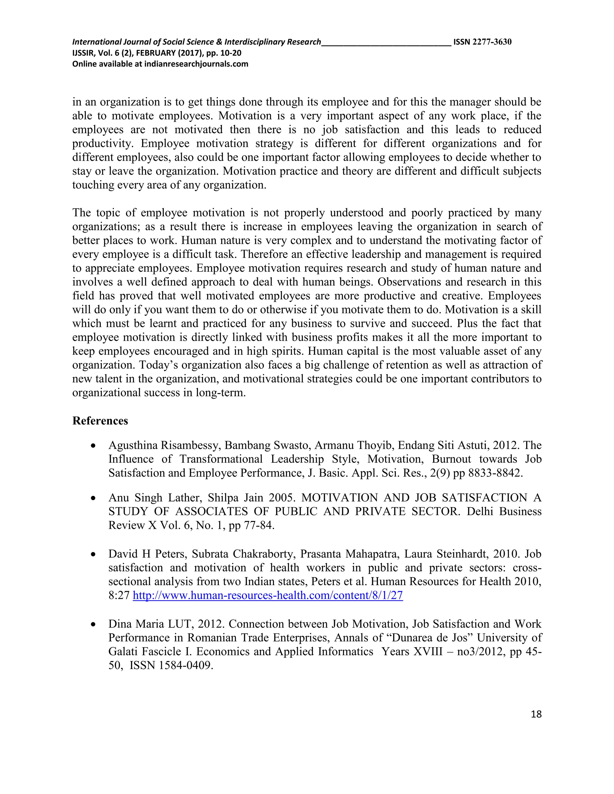 Importance of employee motivation job satisfaction | PDF