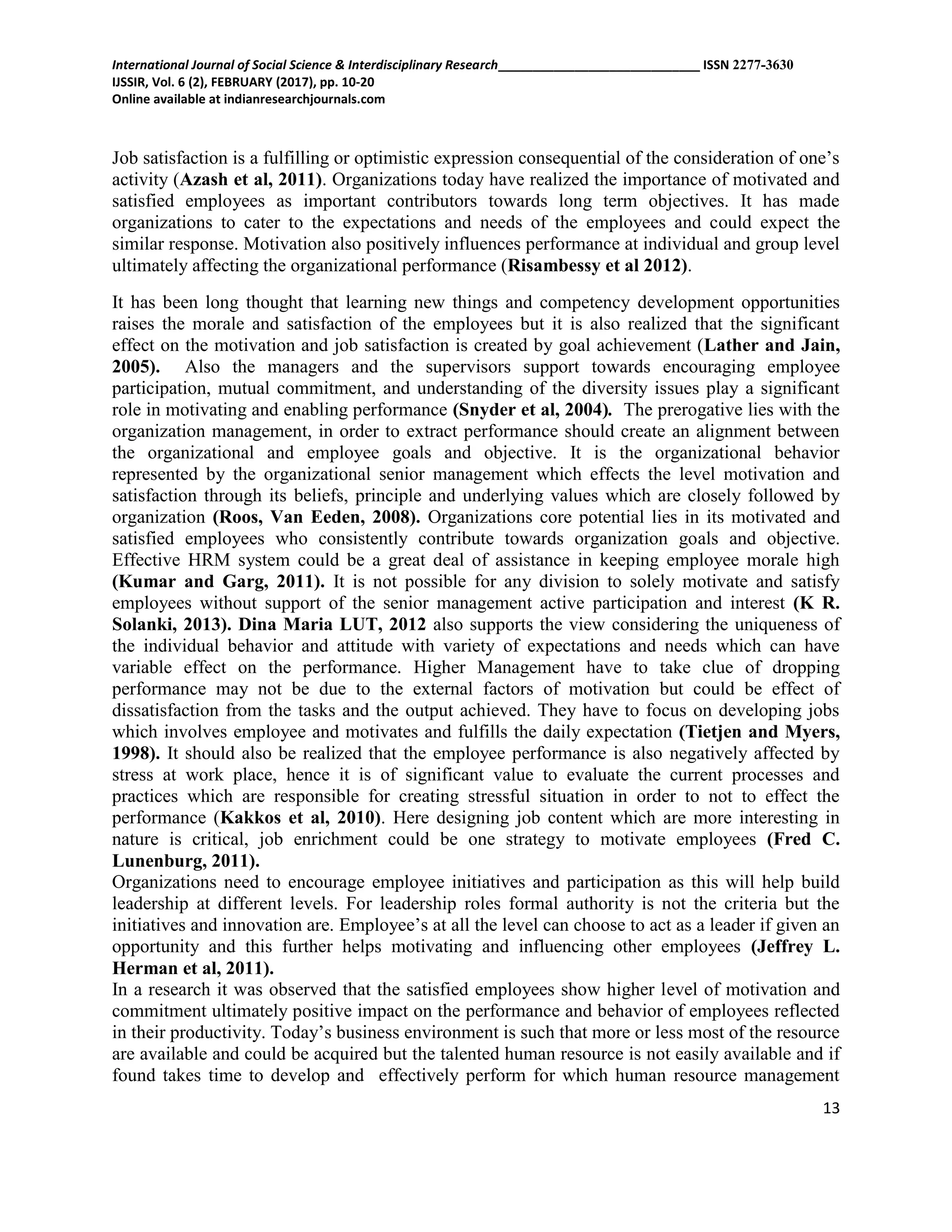 Importance of employee motivation job satisfaction | PDF