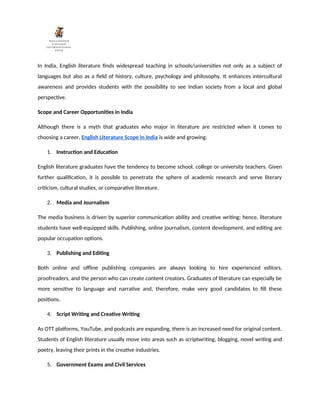 Importance of English Literature and Its Scope in India | DOCX